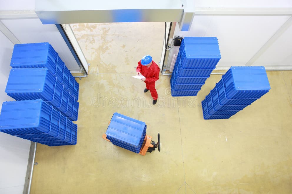 Worker Preparing Goods Delivery in Warehouse Stock Photo - Image of ...