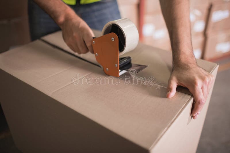 Worker Preparing Goods for Dispatch Stock Photo - Image of freight ...