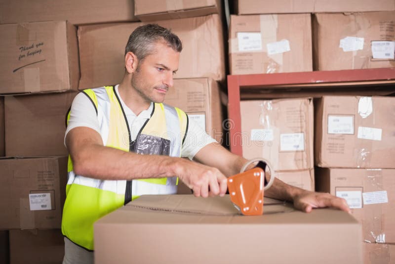 Worker Preparing Goods for Dispatch Stock Image - Image of person ...
