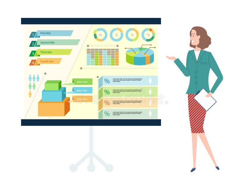 Worker Presenting Charts on Board, Work Vector Stock Vector ...