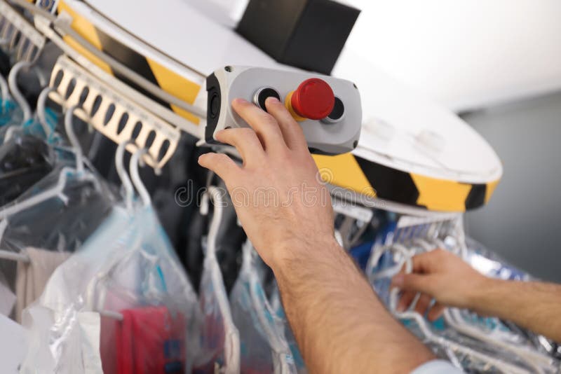Control Panel of Garment Conveyor at Dry-cleaner`s Stock Image - Image ...