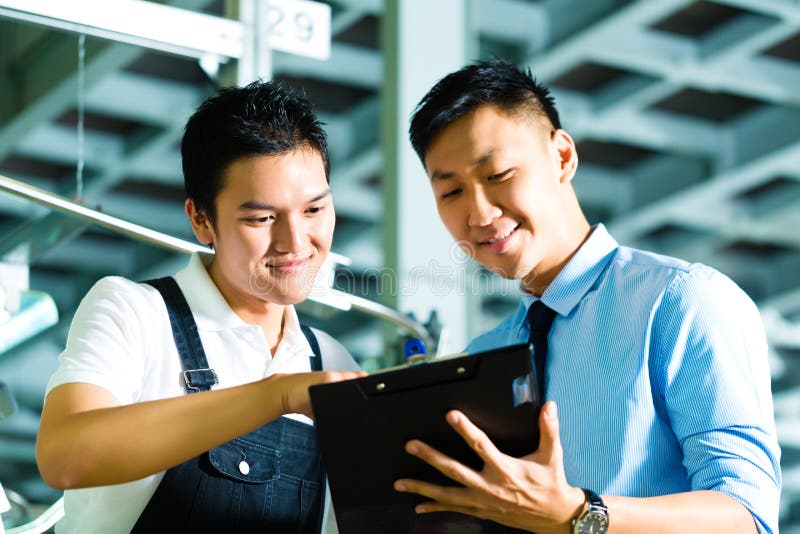 Worker, Production Manager and Owner in Factory Stock Photo - Image of ...