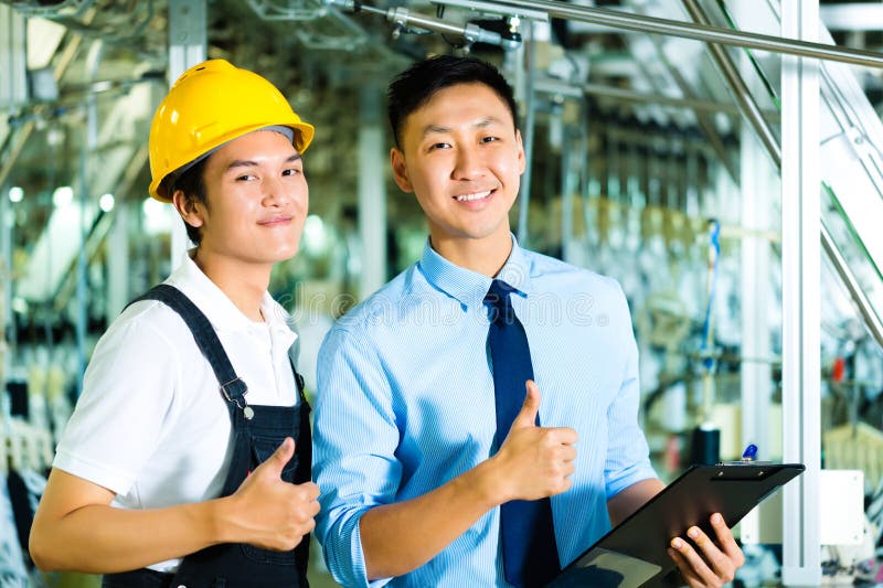 Worker, Production Manager and Owner in Factory Stock Photo - Image of ...