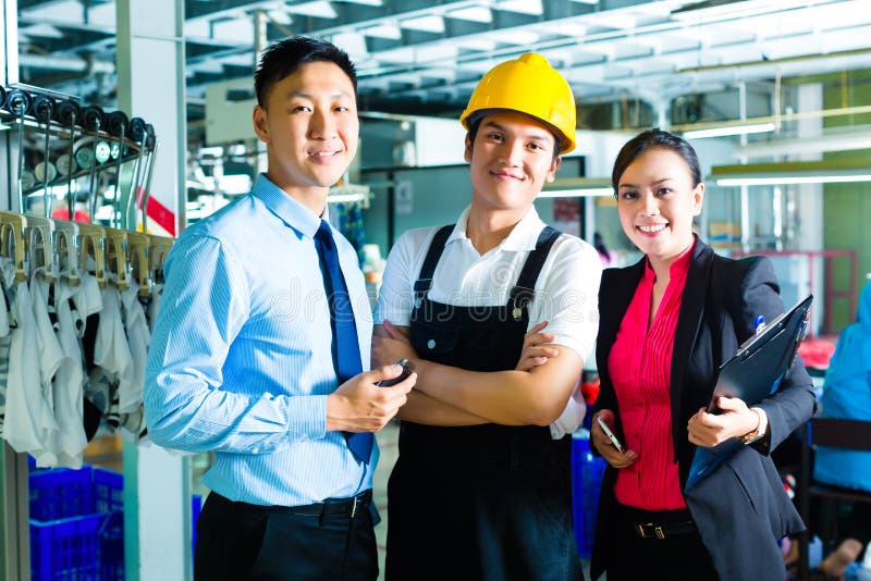 Worker, Production Manager and Owner in Factory Stock Image - Image of ...