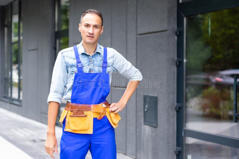 Worker and Professional Builder with Tools Stock Image - Image of ...