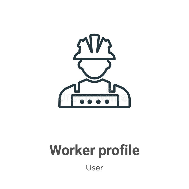 Worker Profile Outline Vector Icon. Thin Line Black Worker Profile Icon ...