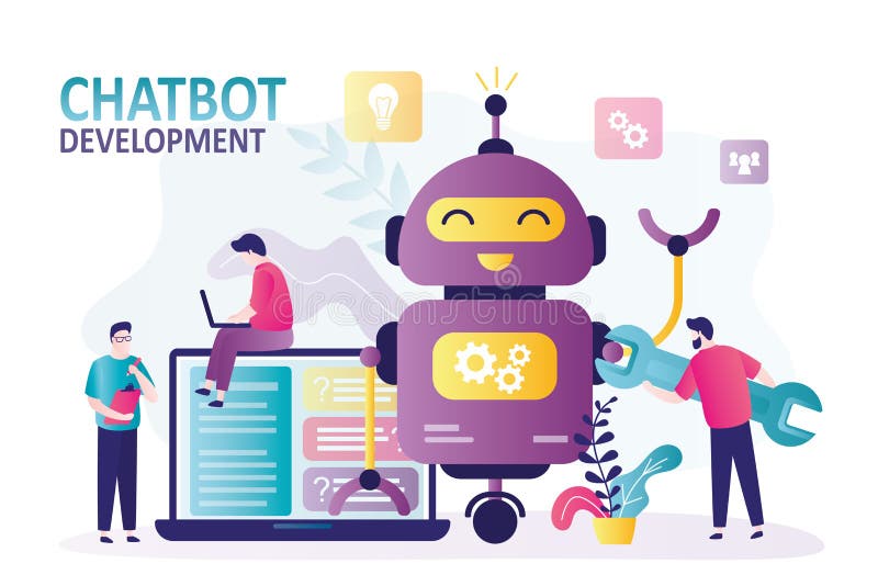 Worker Programs Chatbot through Laptop. Development Team Adjusts and ...