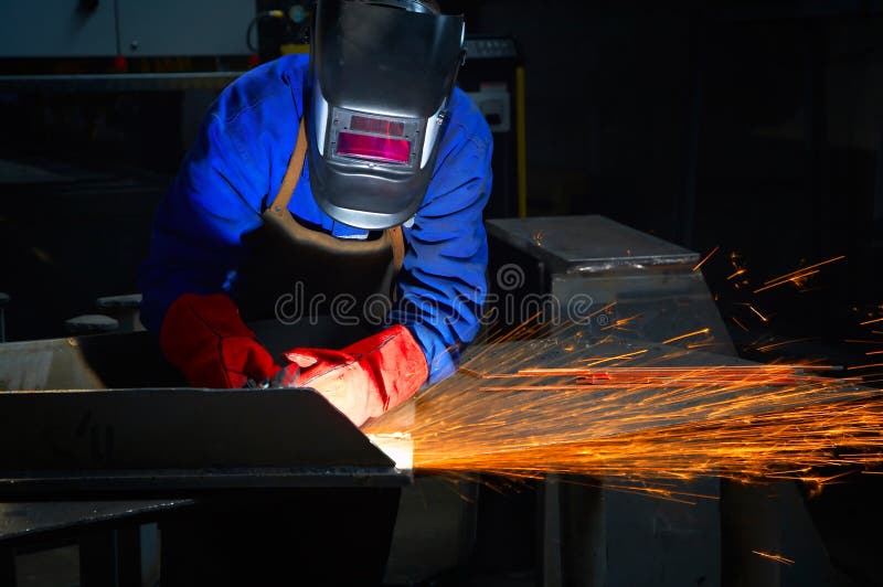 Powder Coating of Metal Parts. a Woman in a Protective Suit Sprays ...