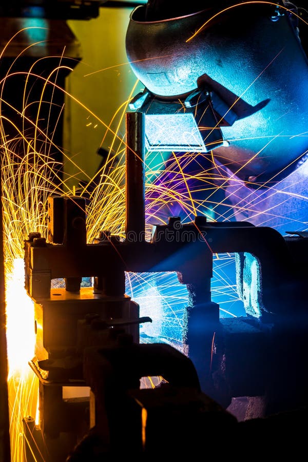 Worker with Protective Mask Welding Metal Stock Image - Image of naval ...