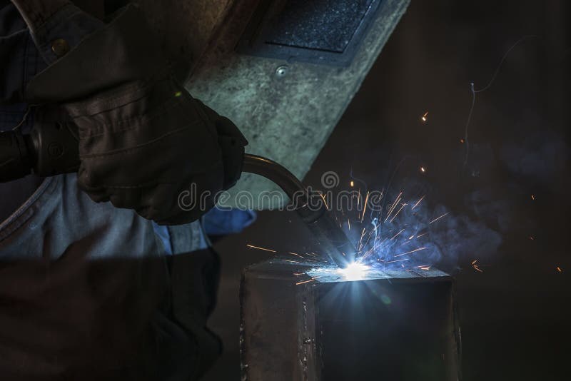 Welding of Metal Objects in the Workshop Stock Image - Image of ...