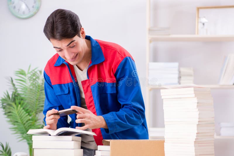 The Worker in Publishing House Preparing Book Order Stock Image - Image ...