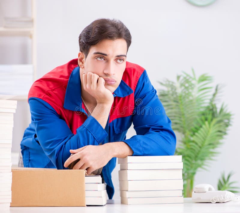 Worker in Publishing House Preparing Book Order Stock Photo - Image of ...