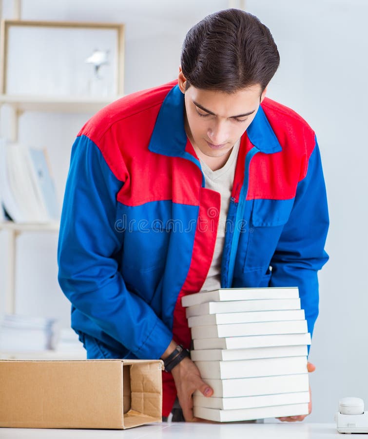 Worker in Publishing House Preparing Book Order Stock Photo - Image of ...