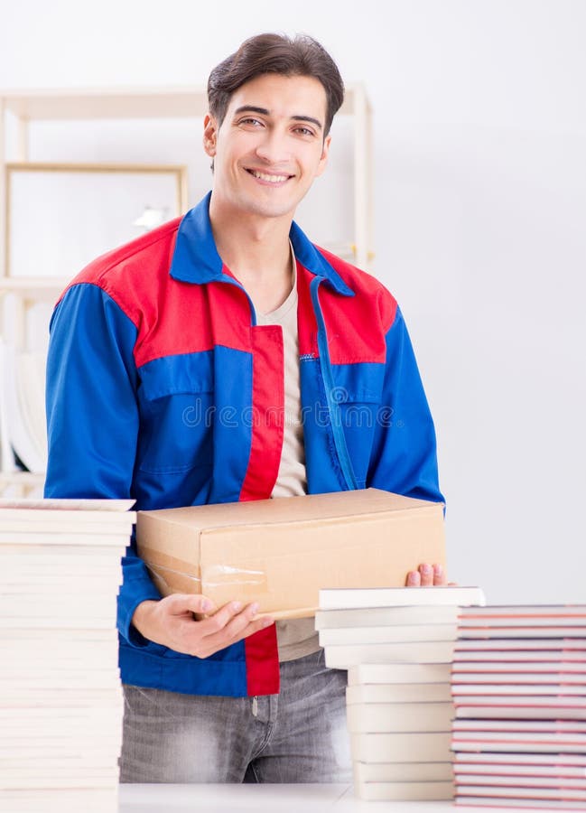 Worker in Publishing House Preparing Book Order Stock Photo - Image of ...