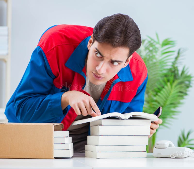 Worker in Publishing House Preparing Book Order Stock Image - Image of ...