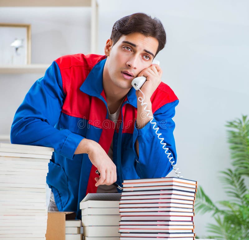 Worker in Publishing House Preparing Book Order Stock Image - Image of ...