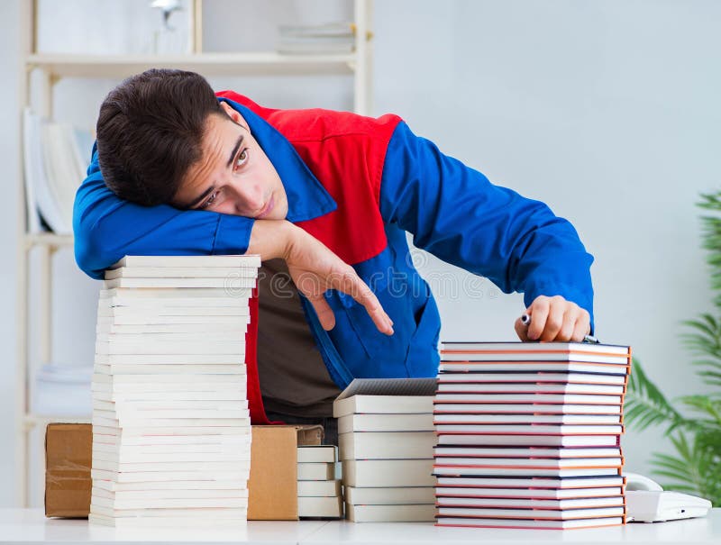 Worker in Publishing House Preparing Book Order Stock Photo - Image of ...