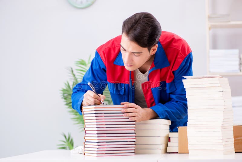 The Worker in Publishing House Preparing Book Order Stock Image - Image ...