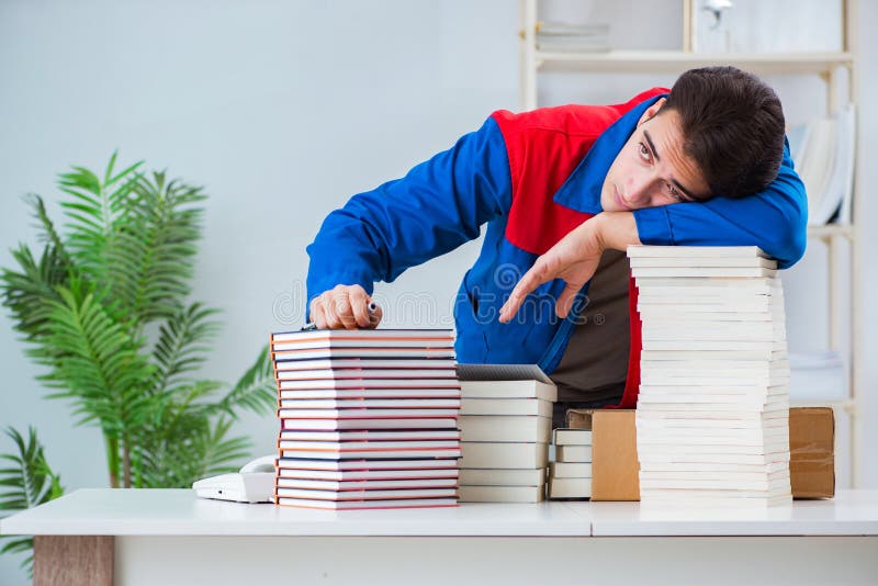 The Worker in Publishing House Preparing Book Order Stock Photo - Image ...