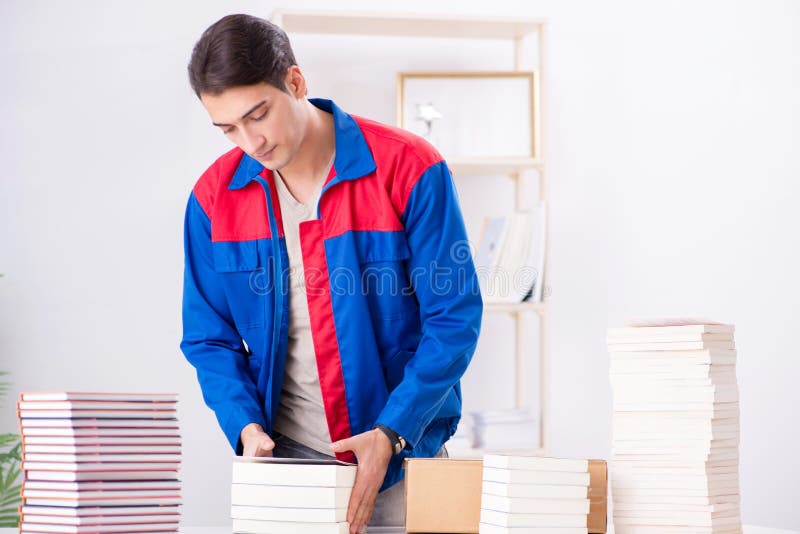 The Worker in Publishing House Preparing Book Order Stock Photo - Image ...