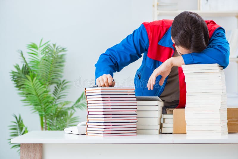 The Worker in Publishing House Preparing Book Order Stock Image - Image ...