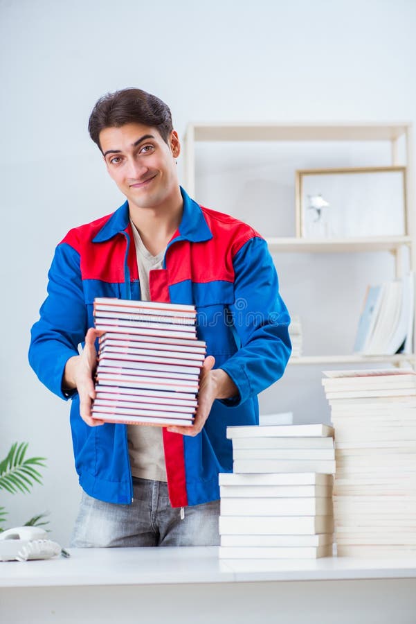 The Worker in Publishing House Preparing Book Order Stock Photo - Image ...