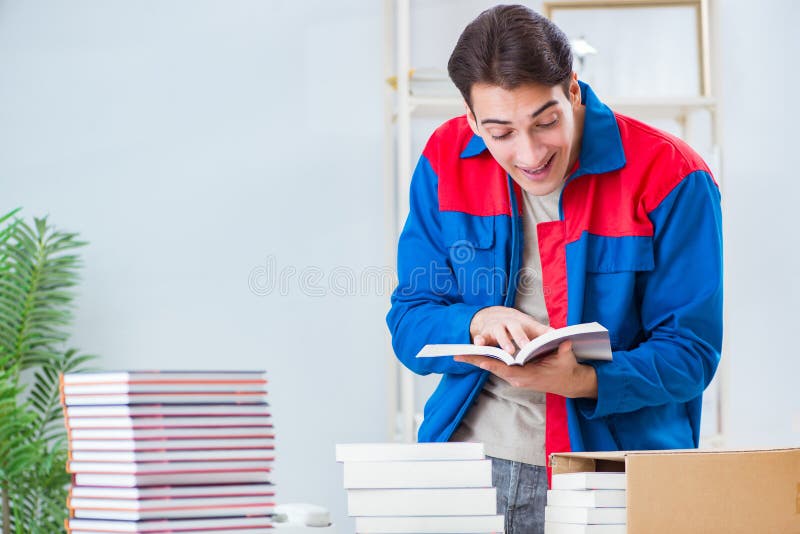 The Worker in Publishing House Preparing Book Order Stock Photo - Image ...