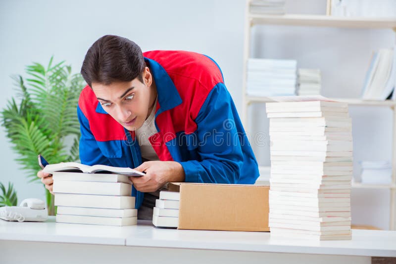 The Worker in Publishing House Preparing Book Order Stock Photo - Image ...