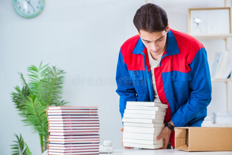 The Worker in Publishing House Preparing Book Order Stock Image - Image ...