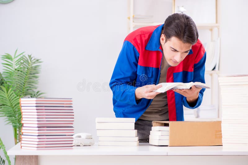 The Worker in Publishing House Preparing Book Order Stock Photo - Image ...