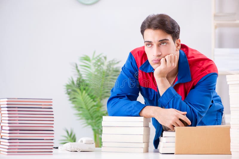 The Worker in Publishing House Preparing Book Order Stock Photo - Image ...