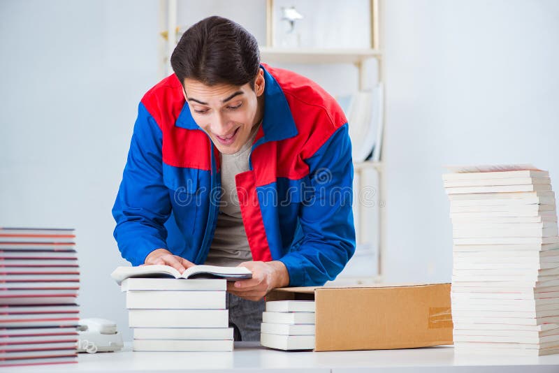 The Worker in Publishing House Preparing Book Order Stock Image - Image ...