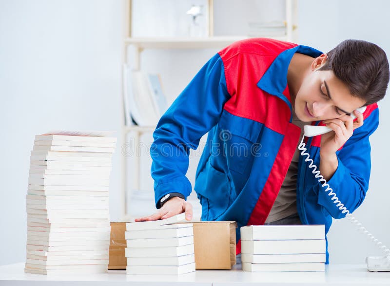 Worker in Publishing House Preparing Book Order Stock Image - Image of ...