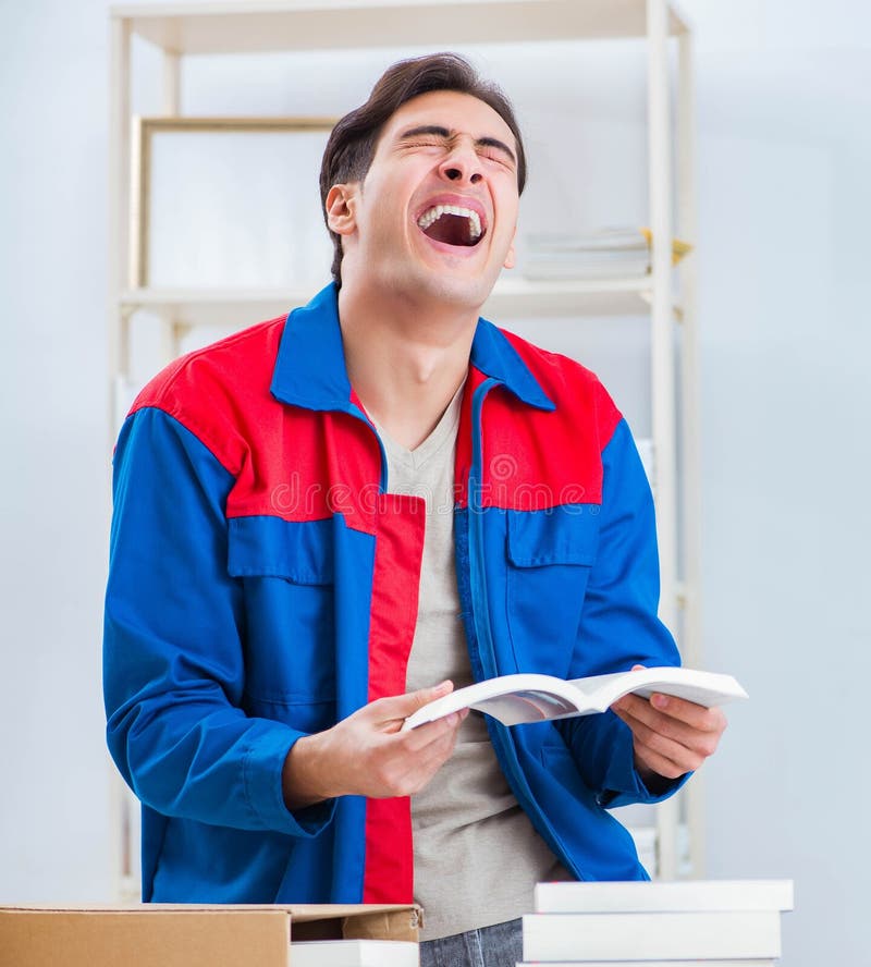 Worker in Publishing House Preparing Book Order Stock Image - Image of ...