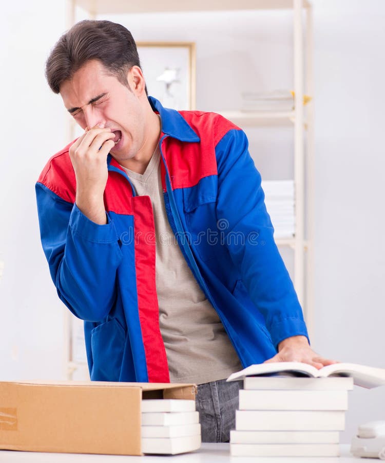 Worker in Publishing House Preparing Book Order Stock Image - Image of ...