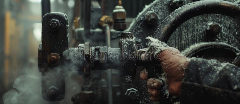 A Worker Pulling a Lever To Release Steam Pressure in a Controlled ...