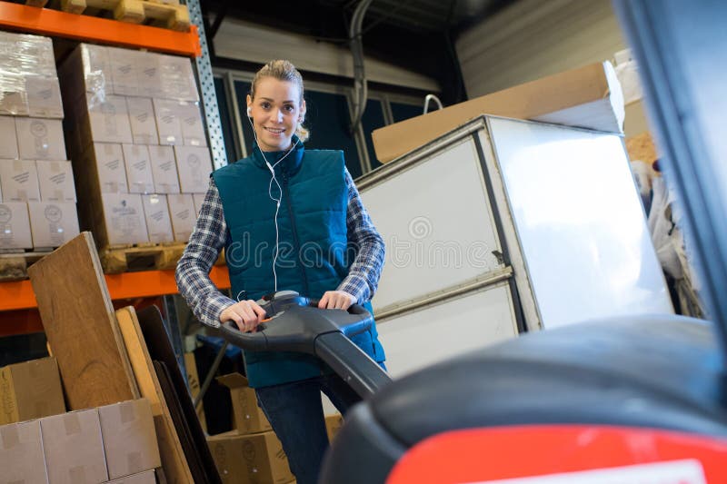 Worker Pushing Industrial Pushcart Stock Image - Image of pumptruck ...