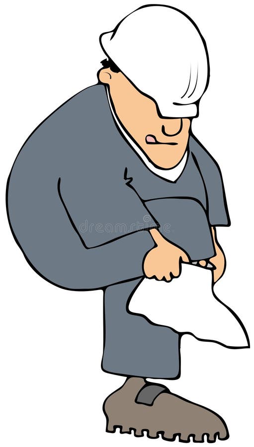 Worker Putting on Boot Covers Stock Illustration - Illustration of ...