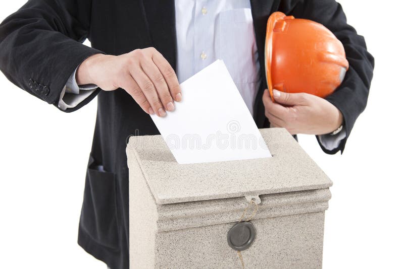 Worker Putting Letter in Mailbox Stock Image - Image of person, case ...