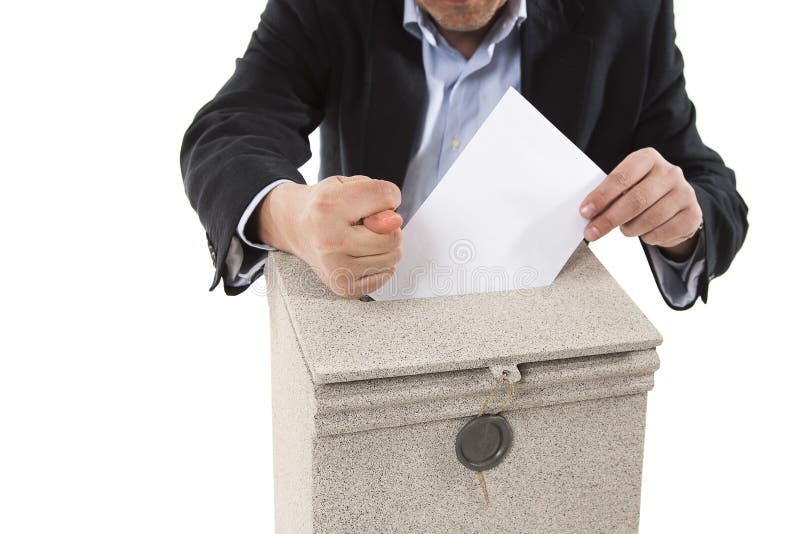 Postman Putting Letters In Mailbox Stock Photo - Image of postal ...