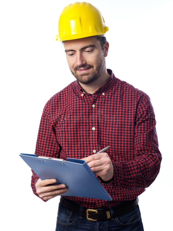 Worker Quality Control Check Isolated on White Background Stock Photo ...