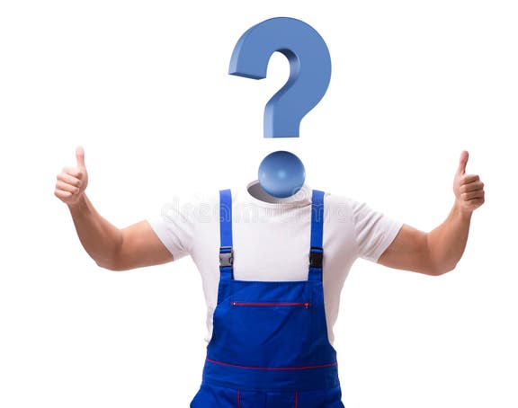 Worker with Question Mark instead of Head Stock Photo - Image of ...