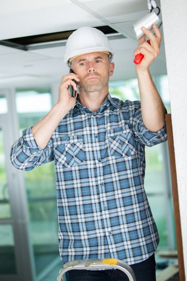 Worker Ready To Install Cctv Camera Stock Photo - Image of setup ...