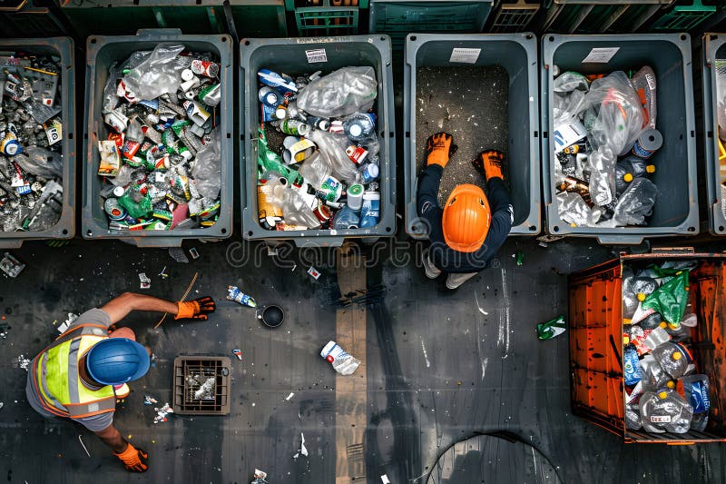 Worker at the Recycling Factory Sorting Out the Recycle Items Stock ...