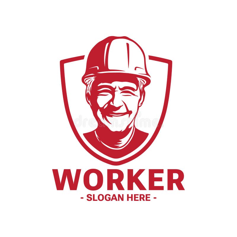 Construction Worker with Safety Hard Hat. Worker Logo. Vector and ...