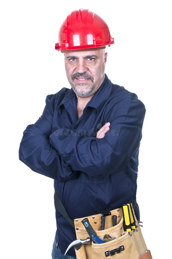 Worker with red helmet stock photo. Image of expression - 24678930