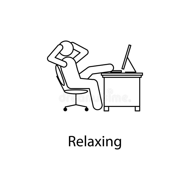 Worker is Relaxing Icon. Element Man in Front of a Computer in the ...