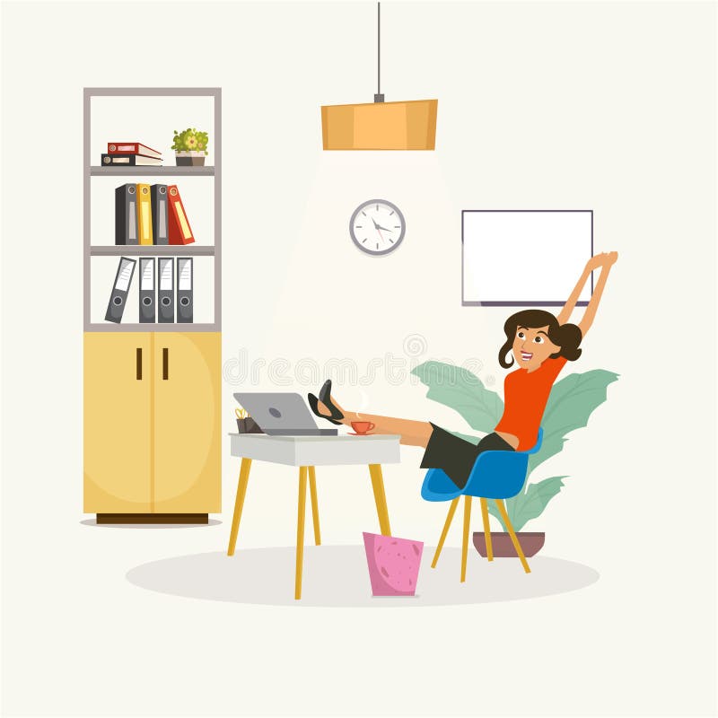 Worker relaxing in office stock vector. Illustration of relax - 157865713