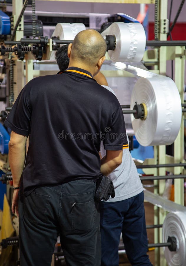 Worker Repair Plastic Bag Extruder Machine Editorial Stock Photo ...