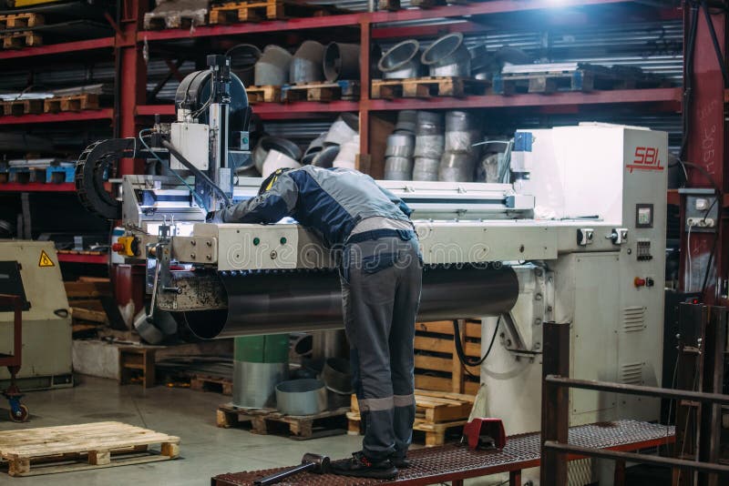 Worker is Repairing Machine Tool Stock Image - Image of inspector ...